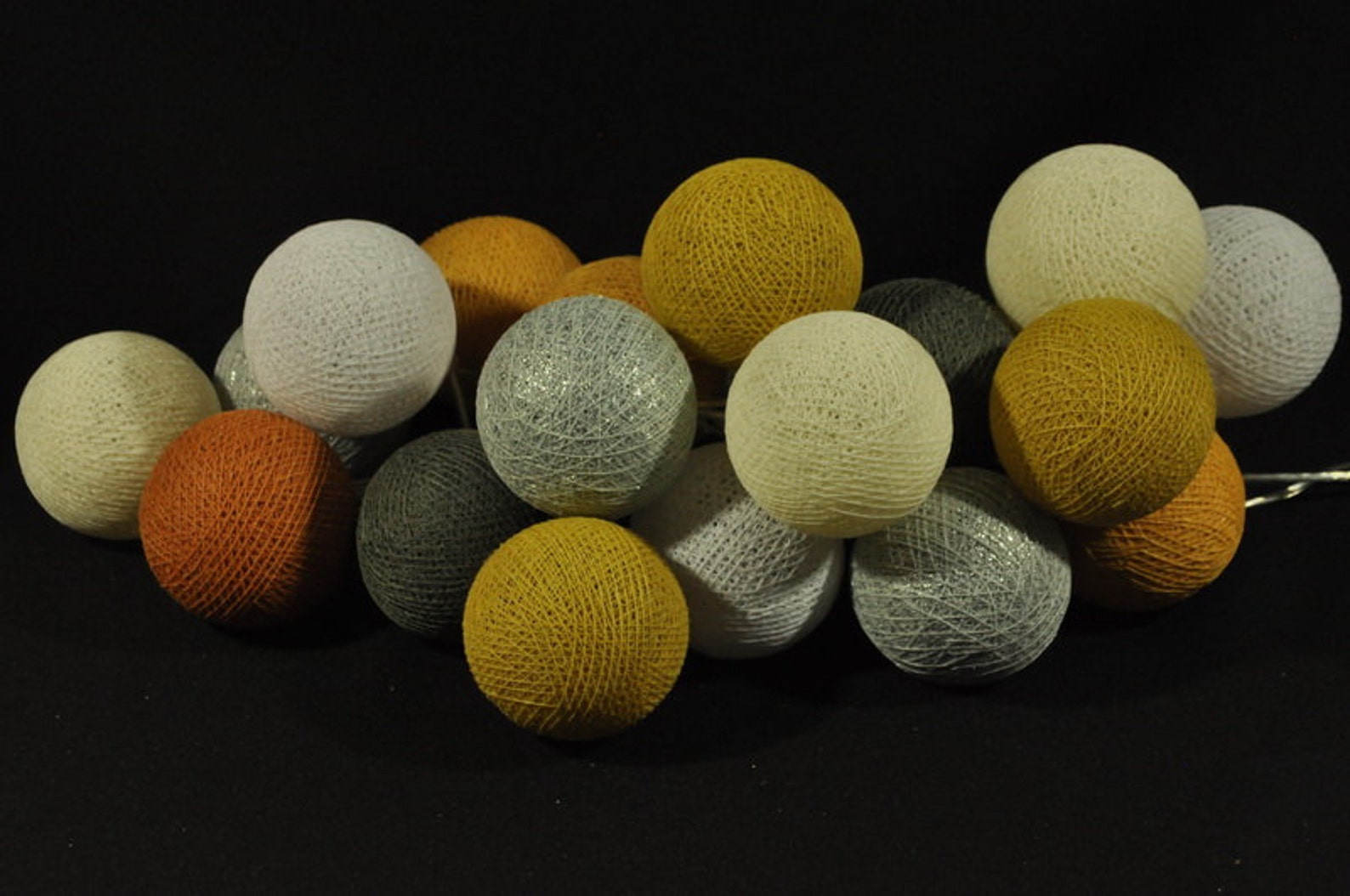 Handmade Mixed Metal Shade Cotton Ball String Lights for - Etsy