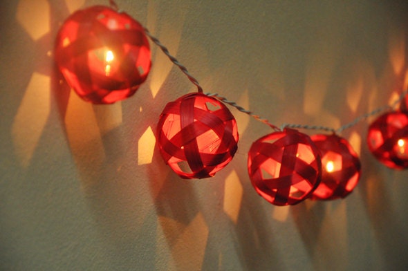 20 Bulbs Red Bamboo Ball String Lights for Patioweddingparty - Etsy