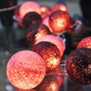 Classic Pink Cotton Ball String Lights for Patioweddingparty - Etsy