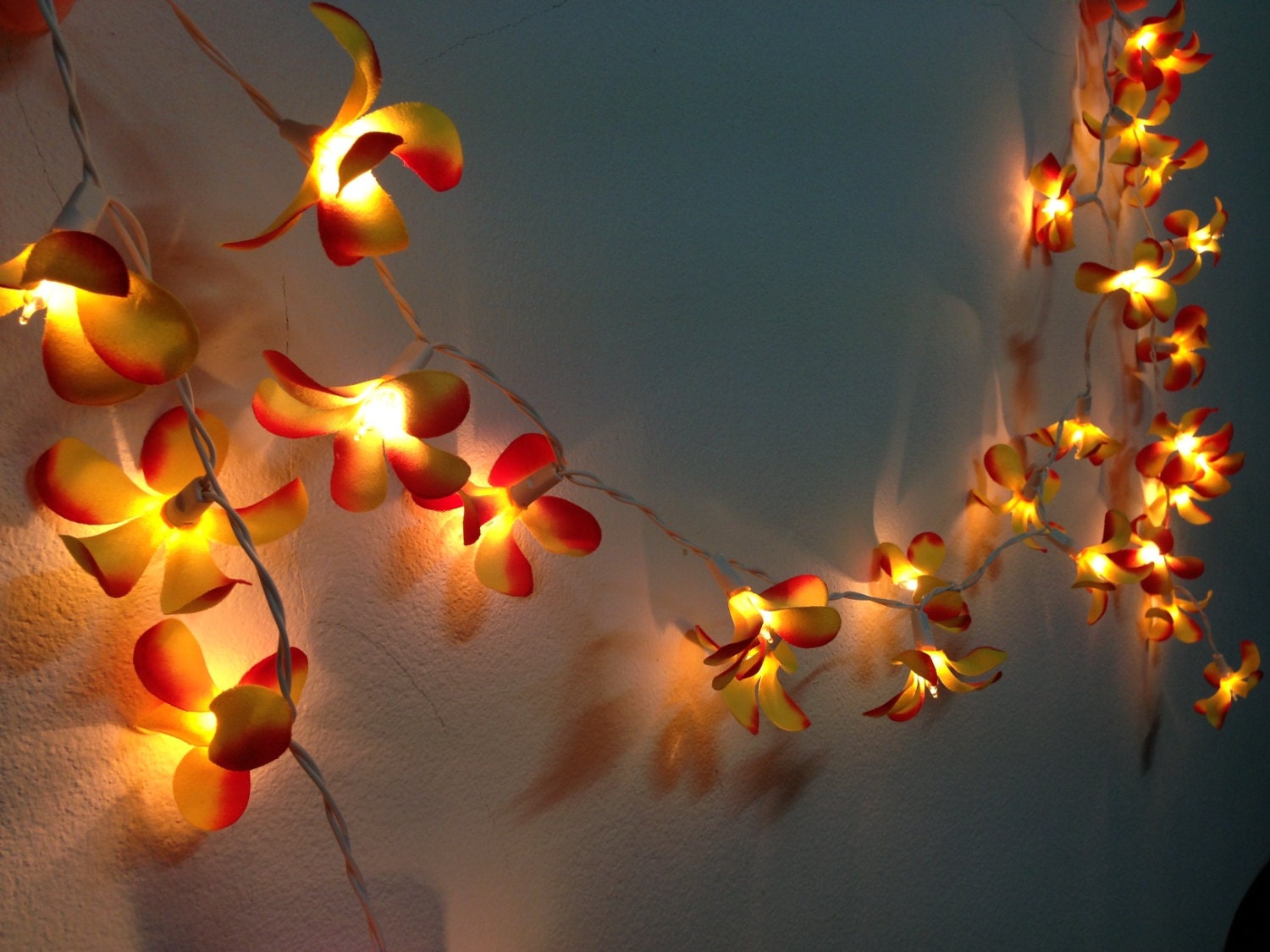 Vintage Yellow With Orange Frangipani Flower String Lights | Etsy