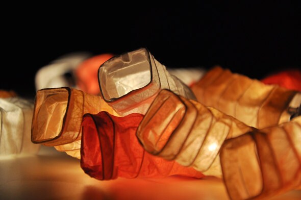 Orange Tone Mulberry Paper Geometry Spring Lanterns for Party | Etsy