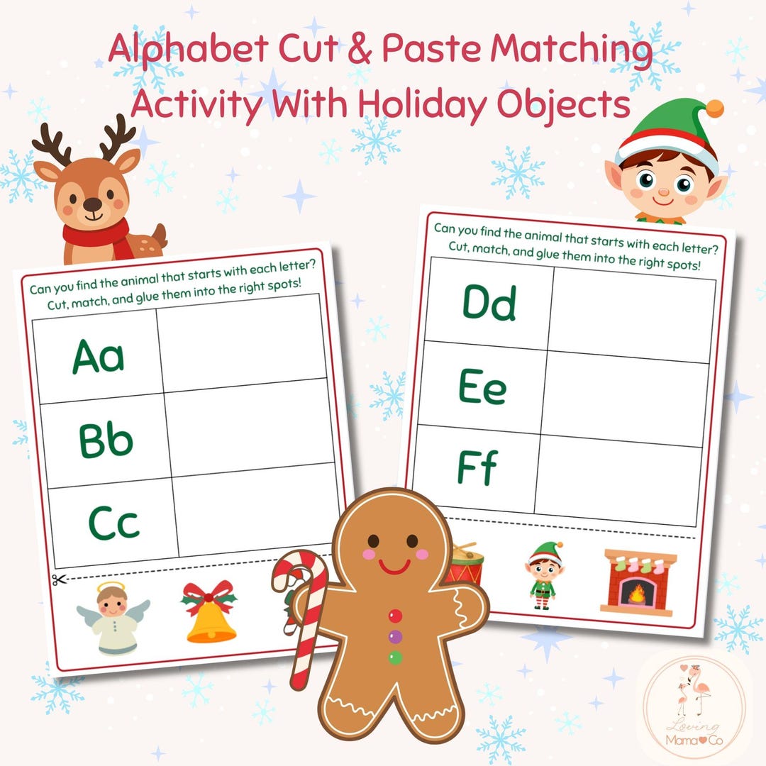 Christmas Holiday Cut and Paste Worksheets • Preschool Kindergarten ...