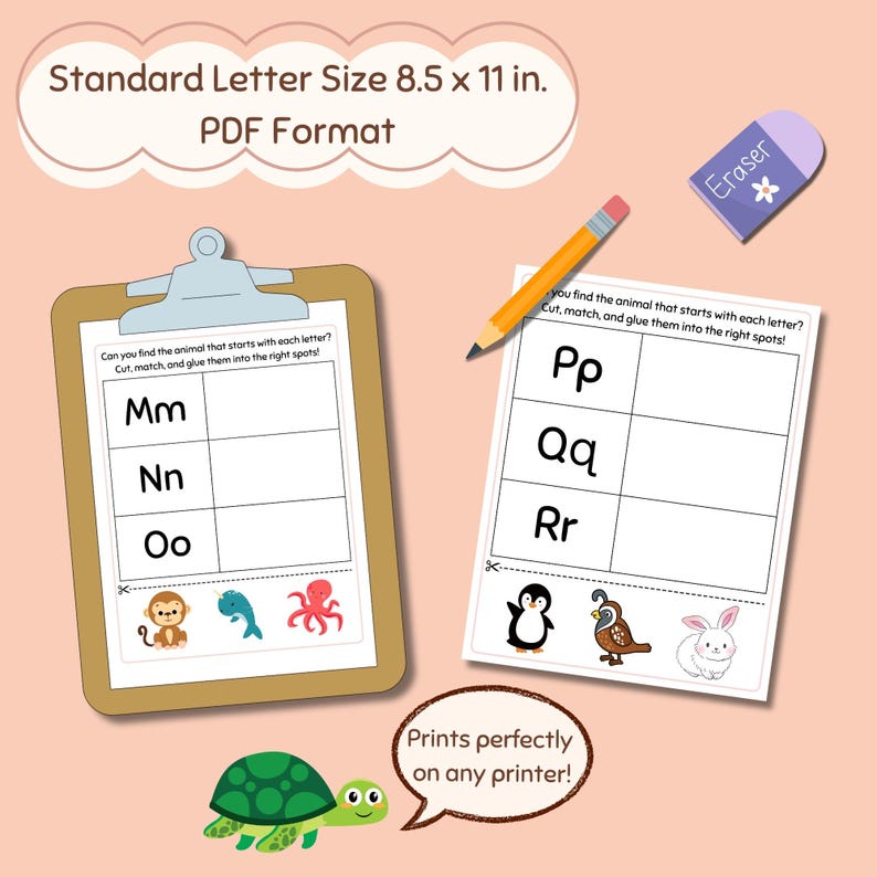 Animal Cut and Paste Worksheets • Matching & Fine Motor Skills ...