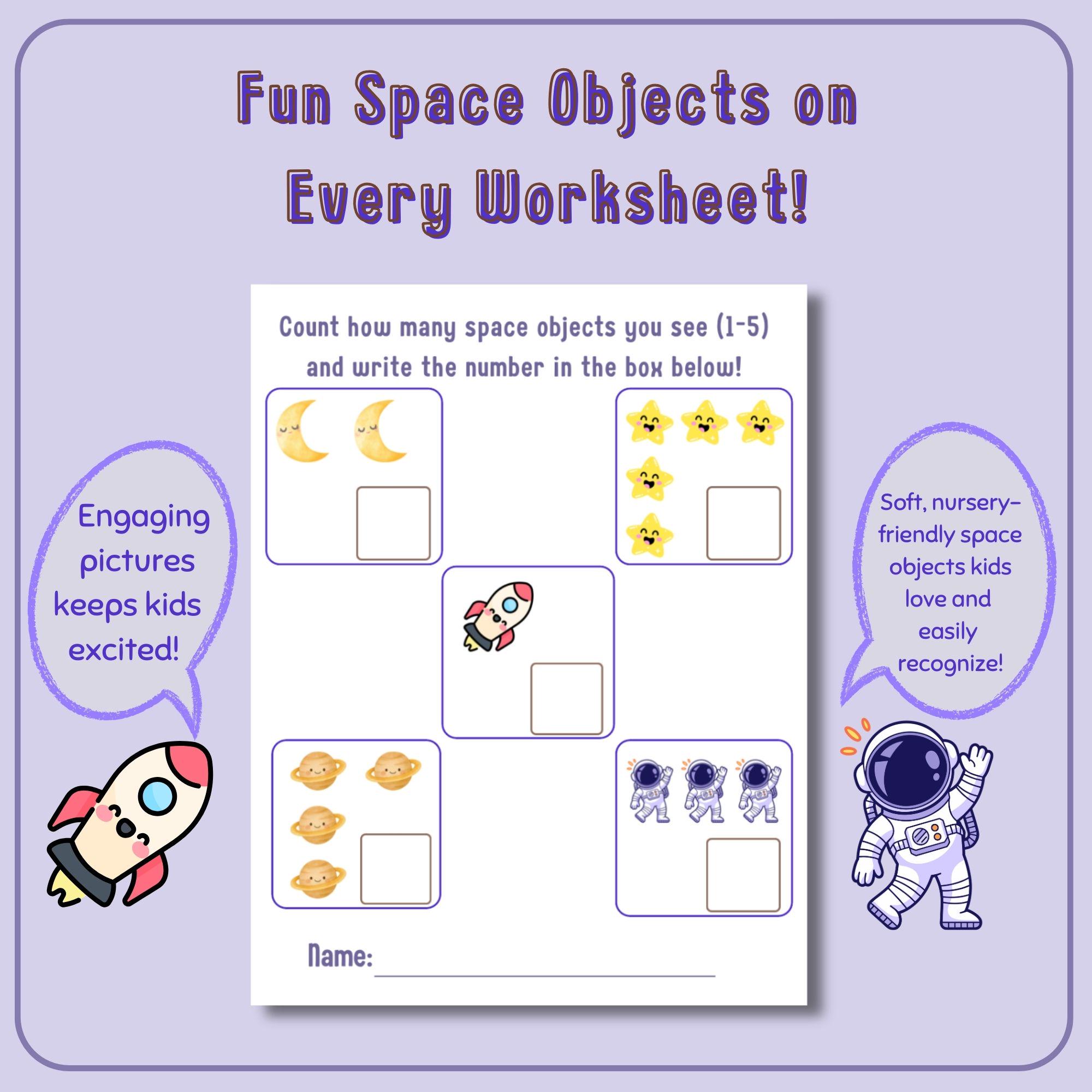Space Counting Worksheet 1–10 | Galaxy Preschool Printable | Count ...