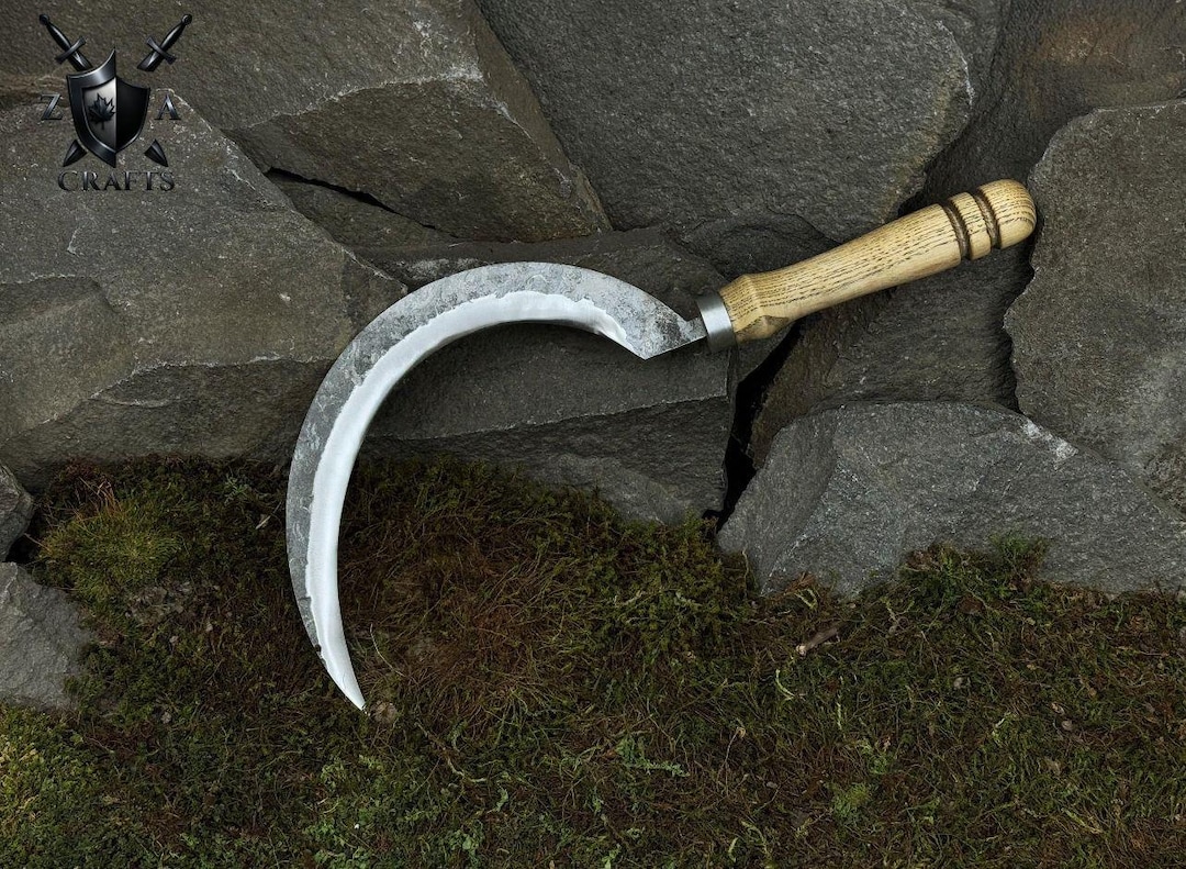 Hand-forged Carbon Steel Garden Sickle With Leather Sheath - Etsy