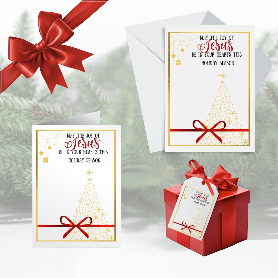 Printable Religious Christmas Card, Gift Tag, Envelope Set (PDF) - Etsy
