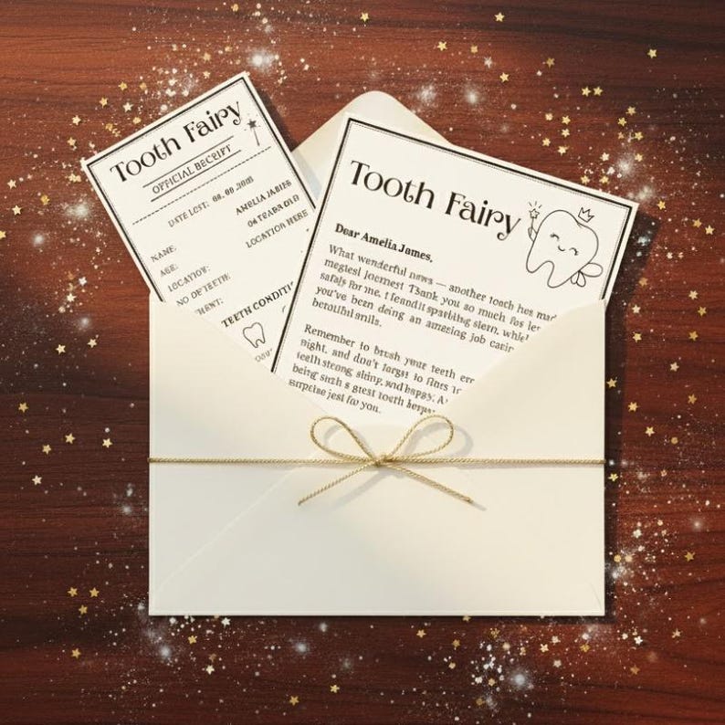 Tooth Fairy Letter Template, Editable Canva Tooth Receipt, Personalized ...