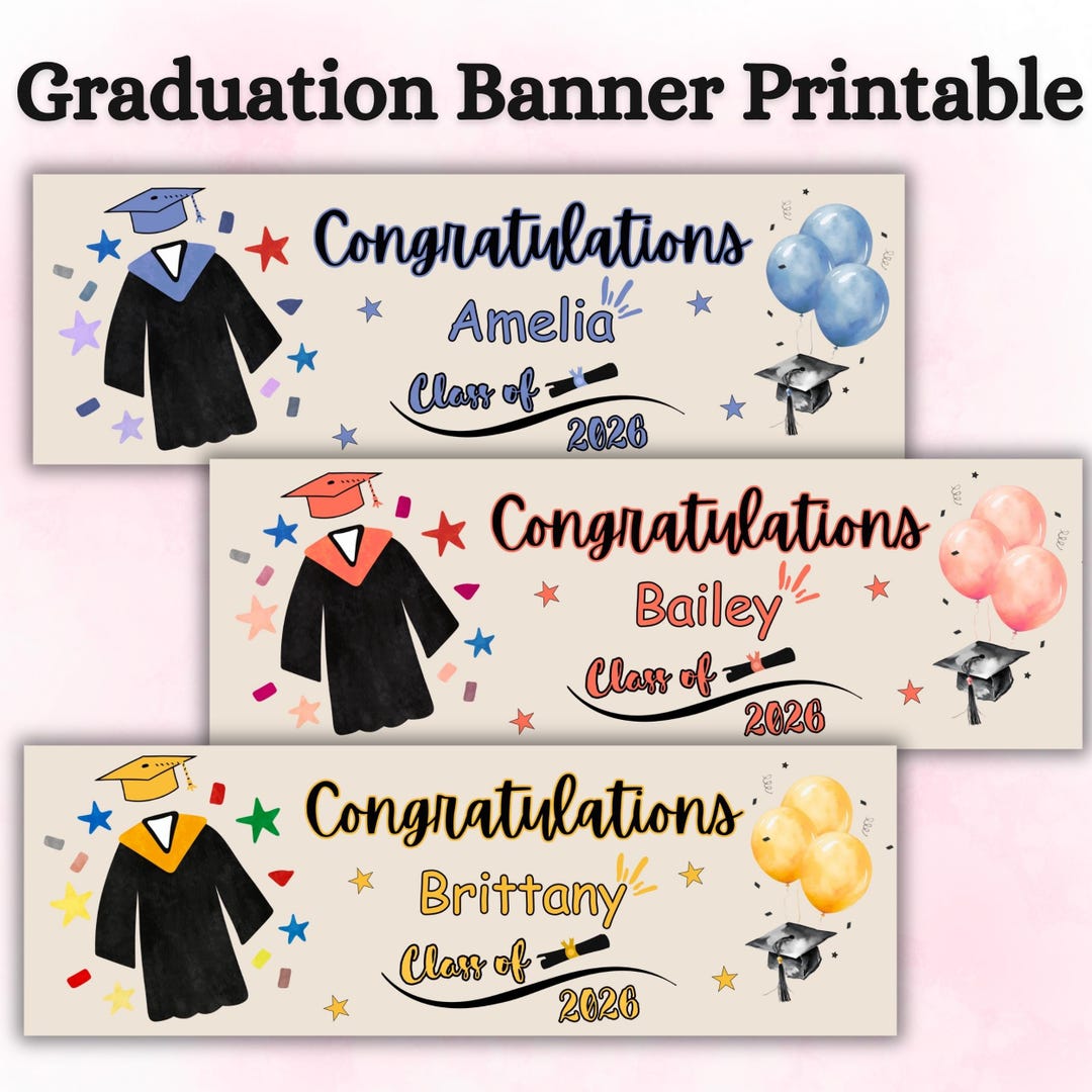 Graduation Banner Template, Editable Canva Custom Name Sign, Class of ...
