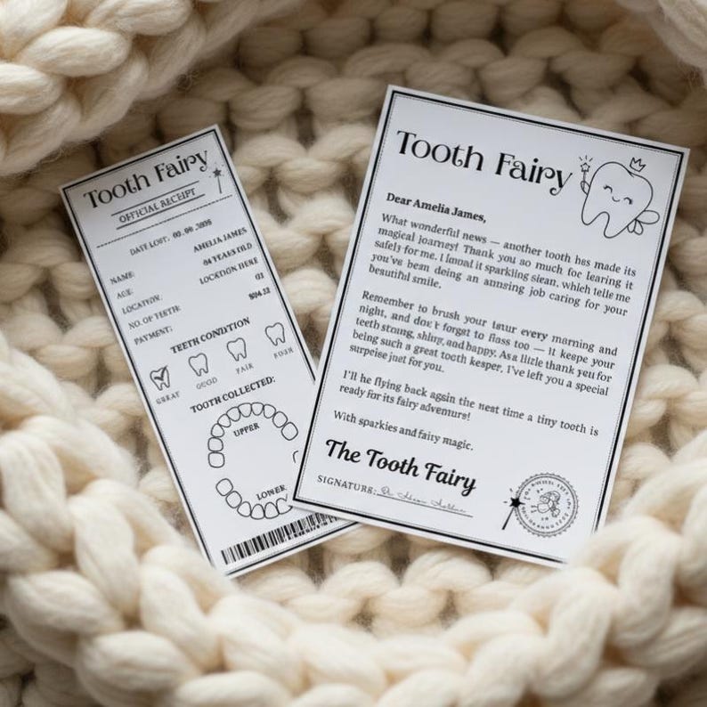 Tooth Fairy Letter Template, Editable Canva Tooth Receipt, Personalized ...