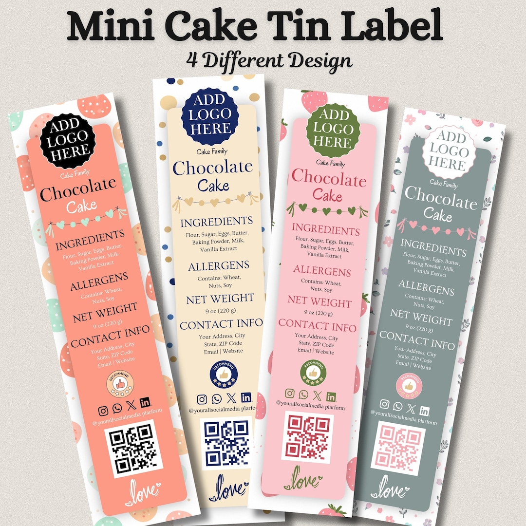 Editable Mini Cake Label Canva Template, Cottage Law Bakery Packaging ...