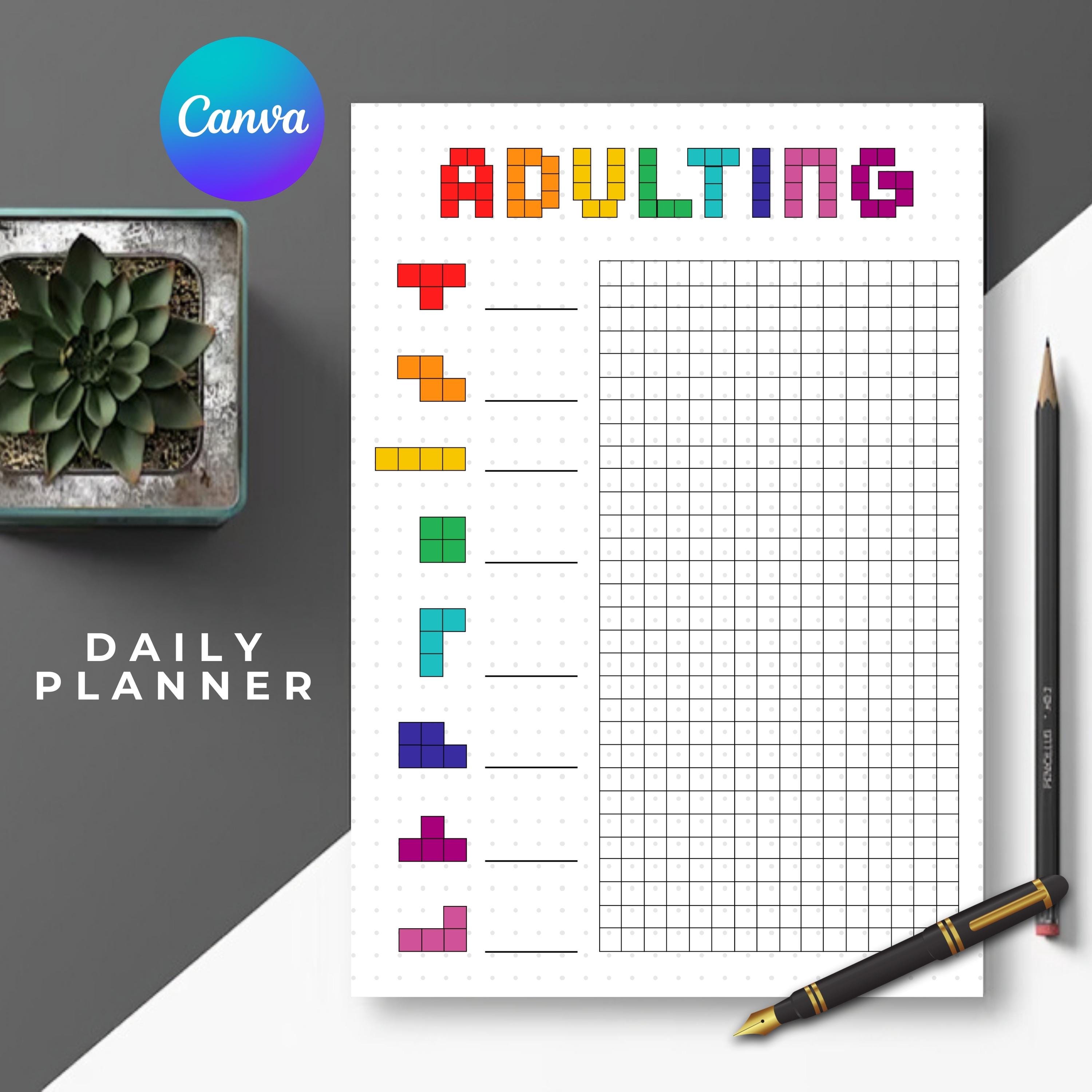 Adulting Tracker Printable | Fun Habit Tracker | Tetris Task Tracker ...
