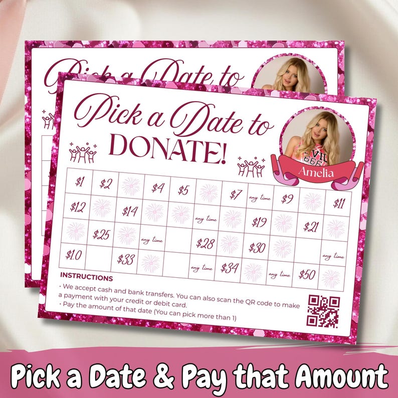 Editable Fundraiser Calendar Canva Template, Pick a Date to Donate ...
