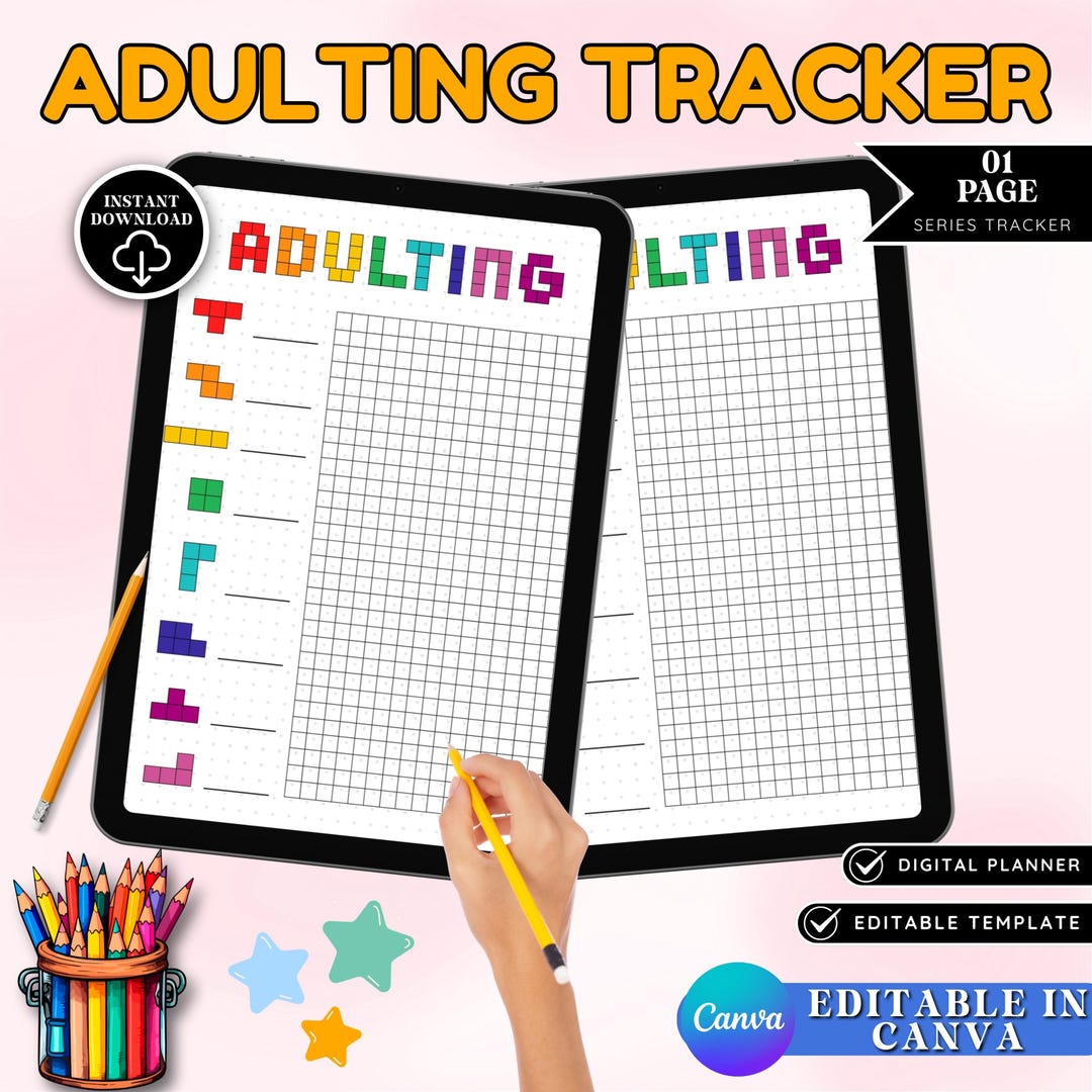 Adulting Tracker Printable | Fun Habit Tracker | Tetris Task Tracker ...