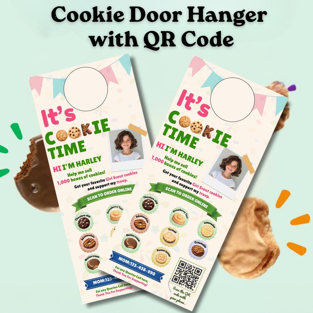 Editable Scout Cookie Door Hanger Canva Template, QR Code Sales Flyer ...