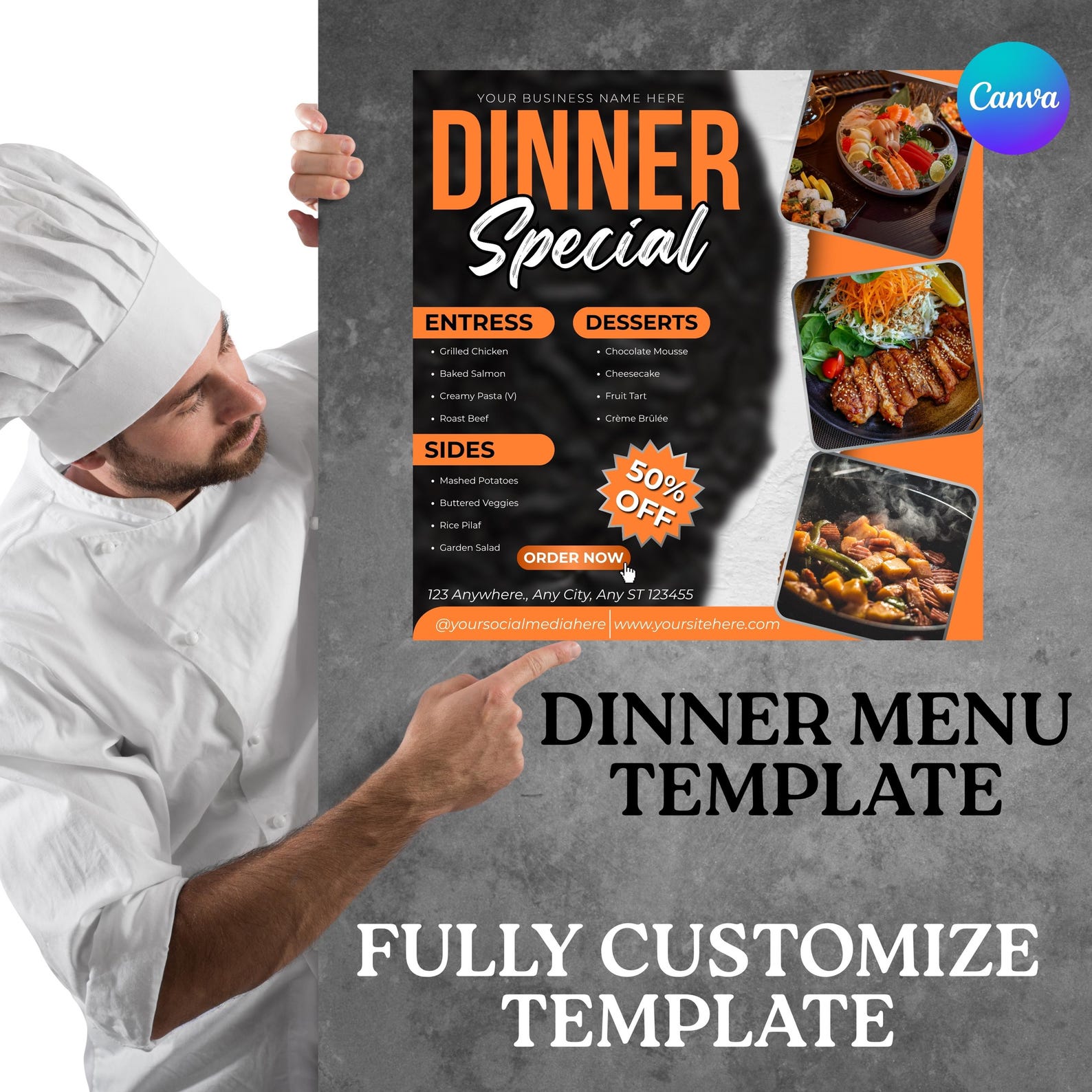 Editable Dinner Specials Flyer, Printable Food Sale Catering Flyer ...