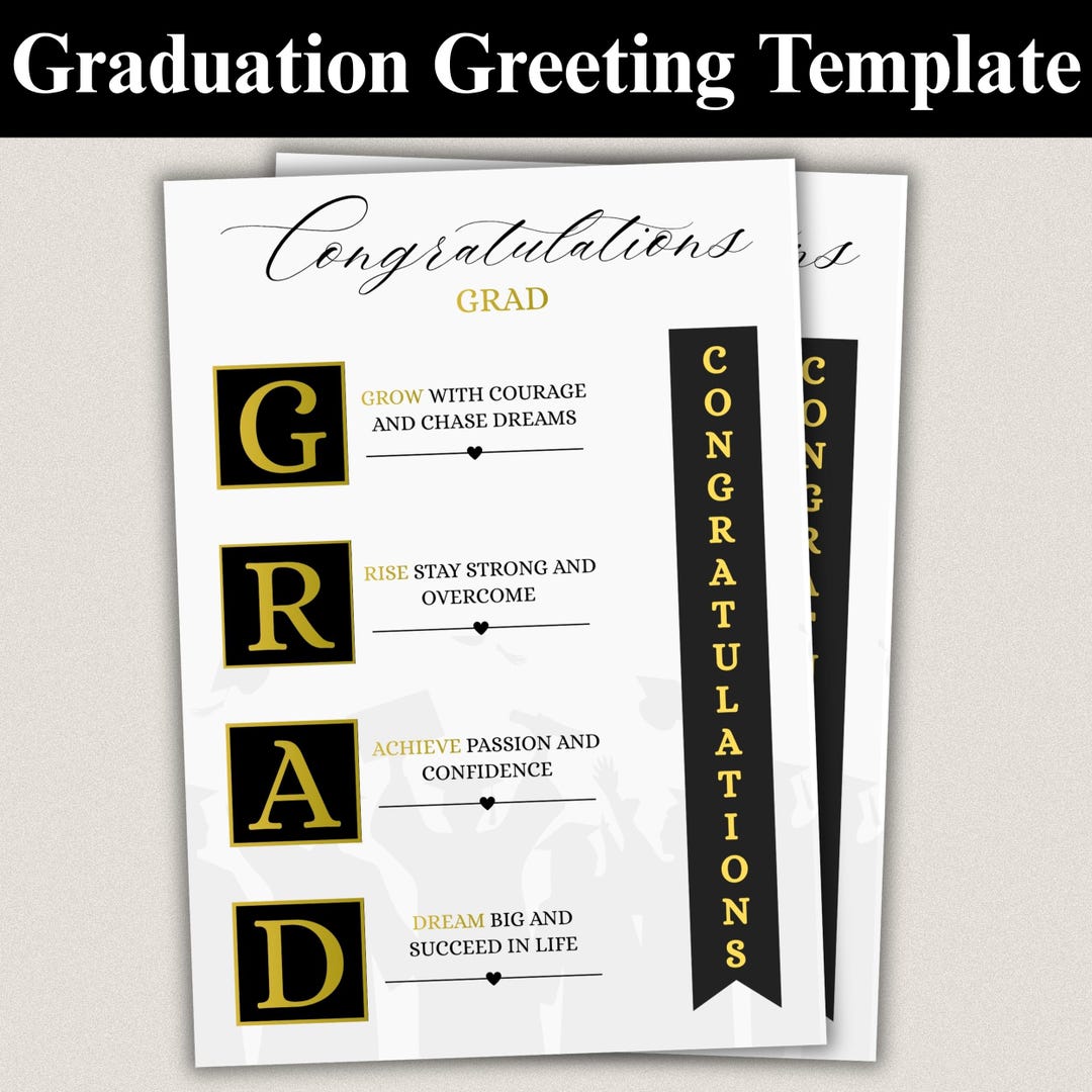 Graduation Greeting Card Template Canva, Editable Grad Congrats Card ...