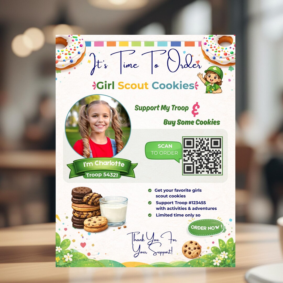 Editable Cookie Sales Flyer Canva, Girl Scout Troop Fundraiser Template ...