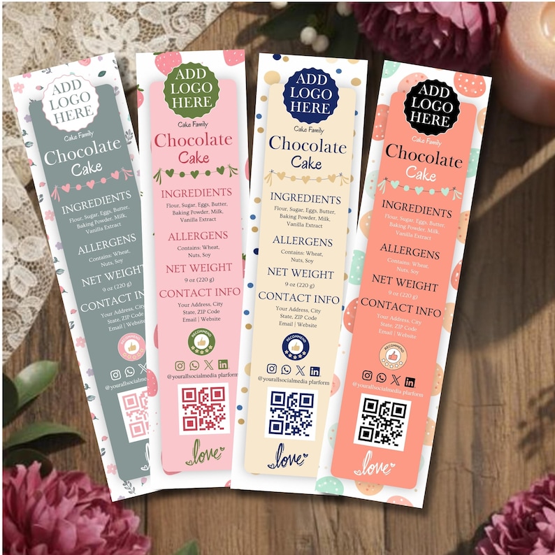 Editable Mini Cake Label Canva Template, Cottage Law Bakery Packaging ...