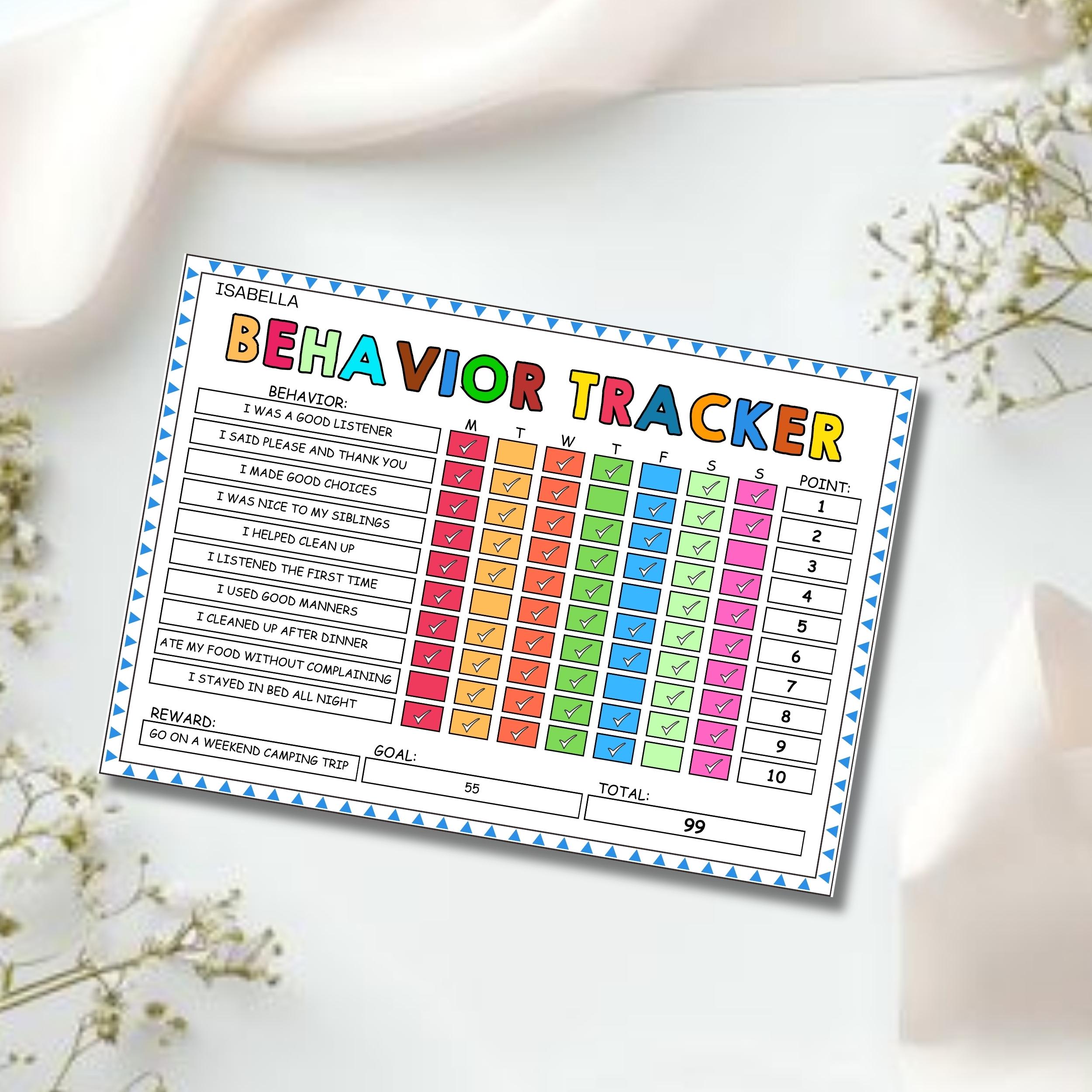 Editable Behavior Tracker for Kids Template, Good Behavior Reward Chart ...