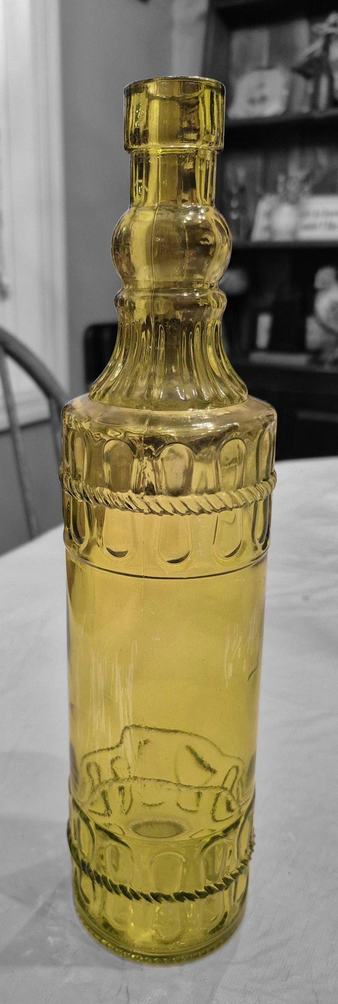 Chartreuse Vintage Glass Bottle | Embossed Rope Design Decor - Etsy