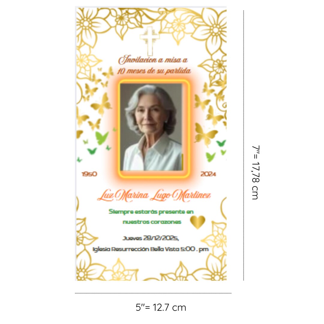 Memorial Mass Invitation With Flowers and Butterflies | Editable Canva ...