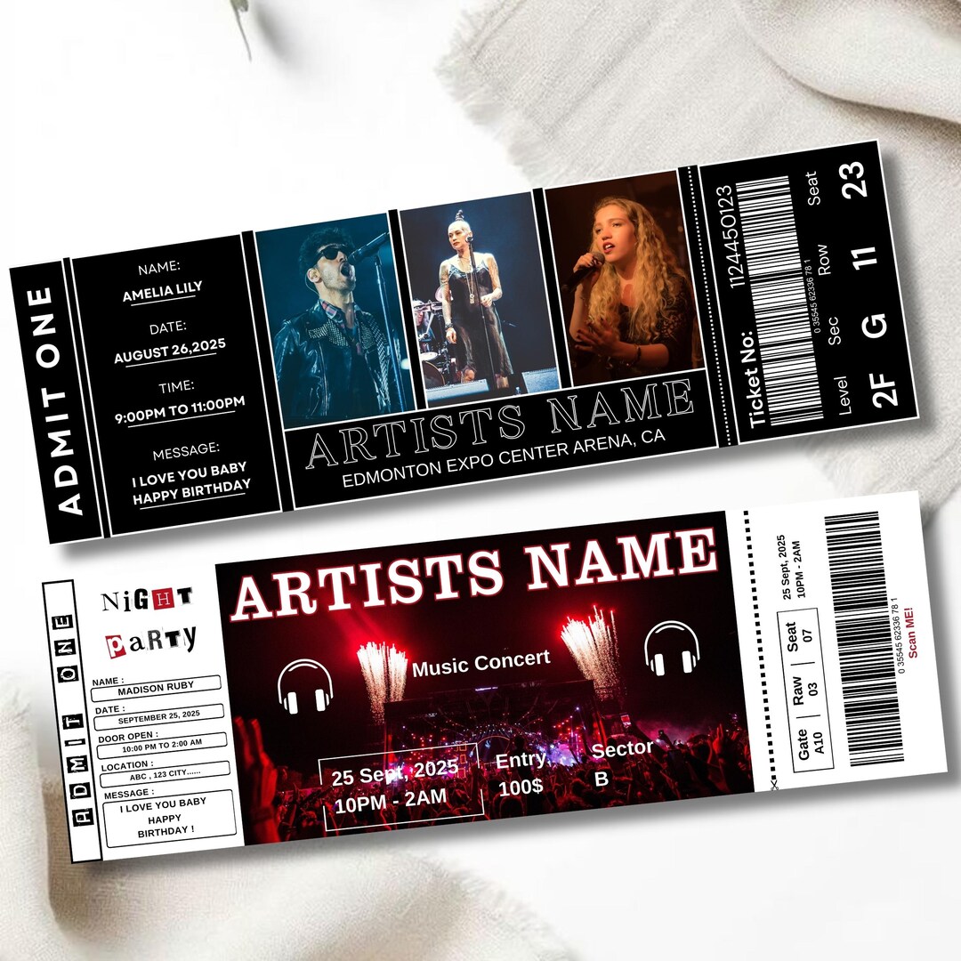 Editable Concert Ticket Template Canva Printable Custom Event Ticket ...