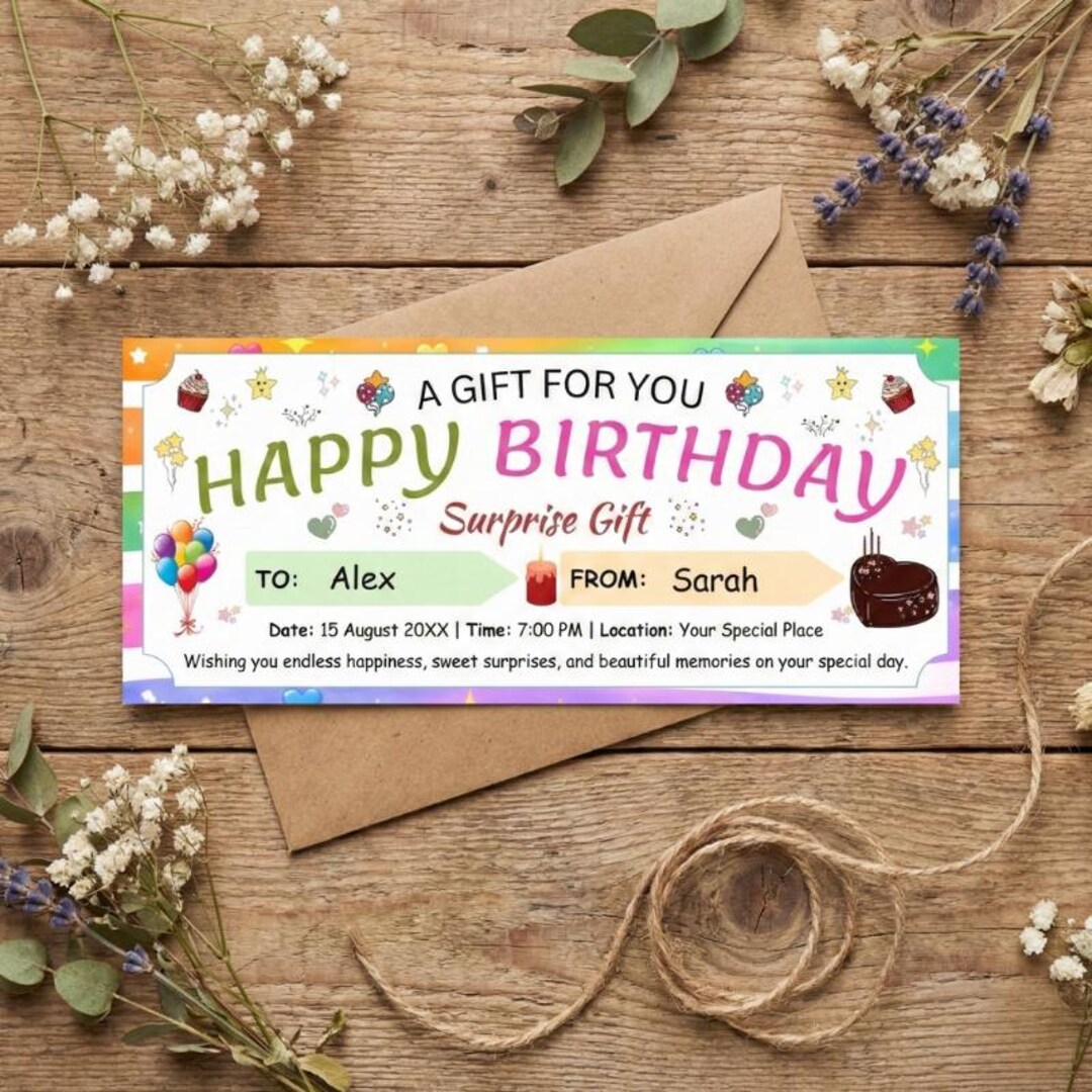 Personalized Birthday Gift Certificate, Surprise Experience Reveal ...