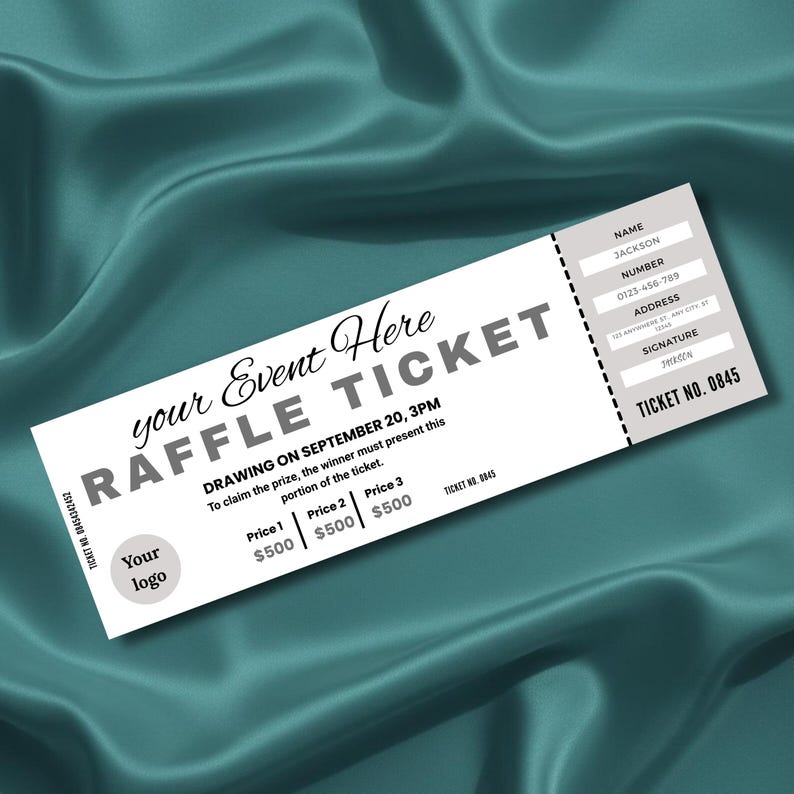 Editable Raffle Ticket Template Canva, Fundraiser Event Ticket ...