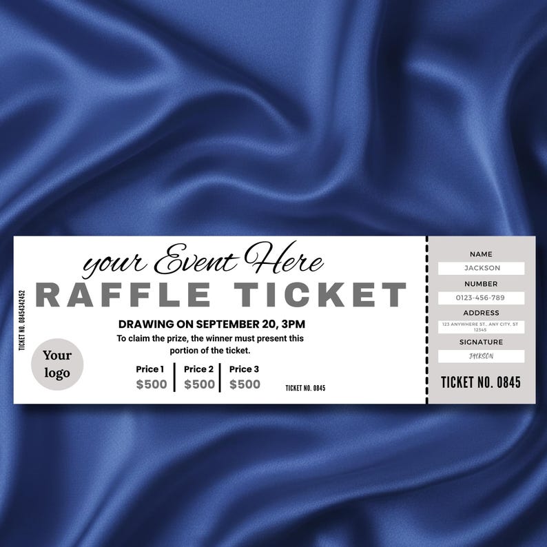 Editable Raffle Ticket Template Canva, Fundraiser Event Ticket ...