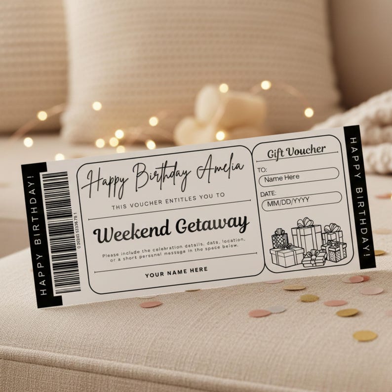 Editable Weekend Getaway Gift Voucher Certificate , Printable Travel ...