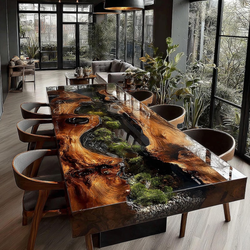 Live Edge Dining Table With Resin