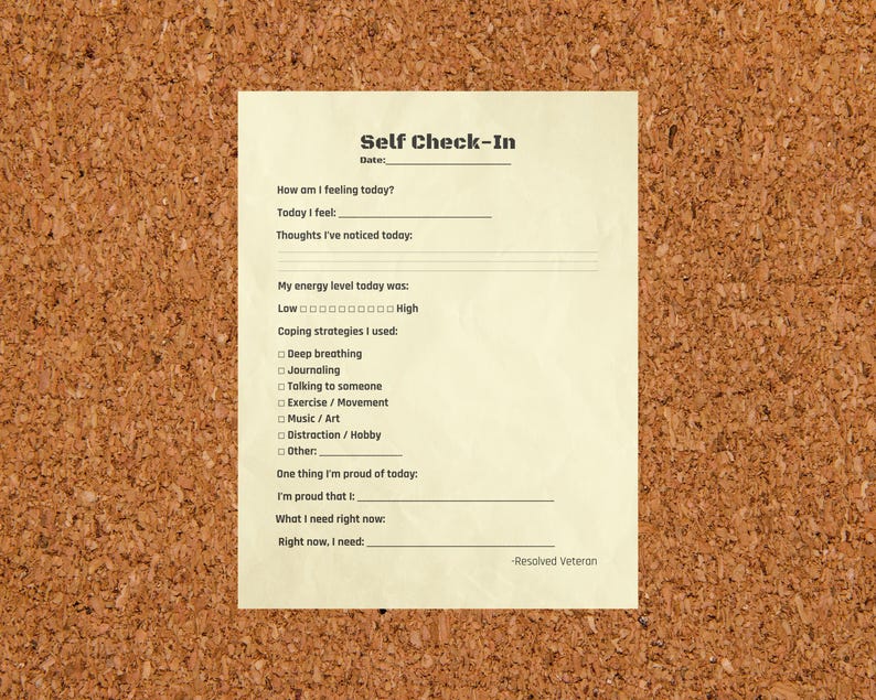 Self Check-in Worksheet – Mental Health Printable – 1-page PDF ...