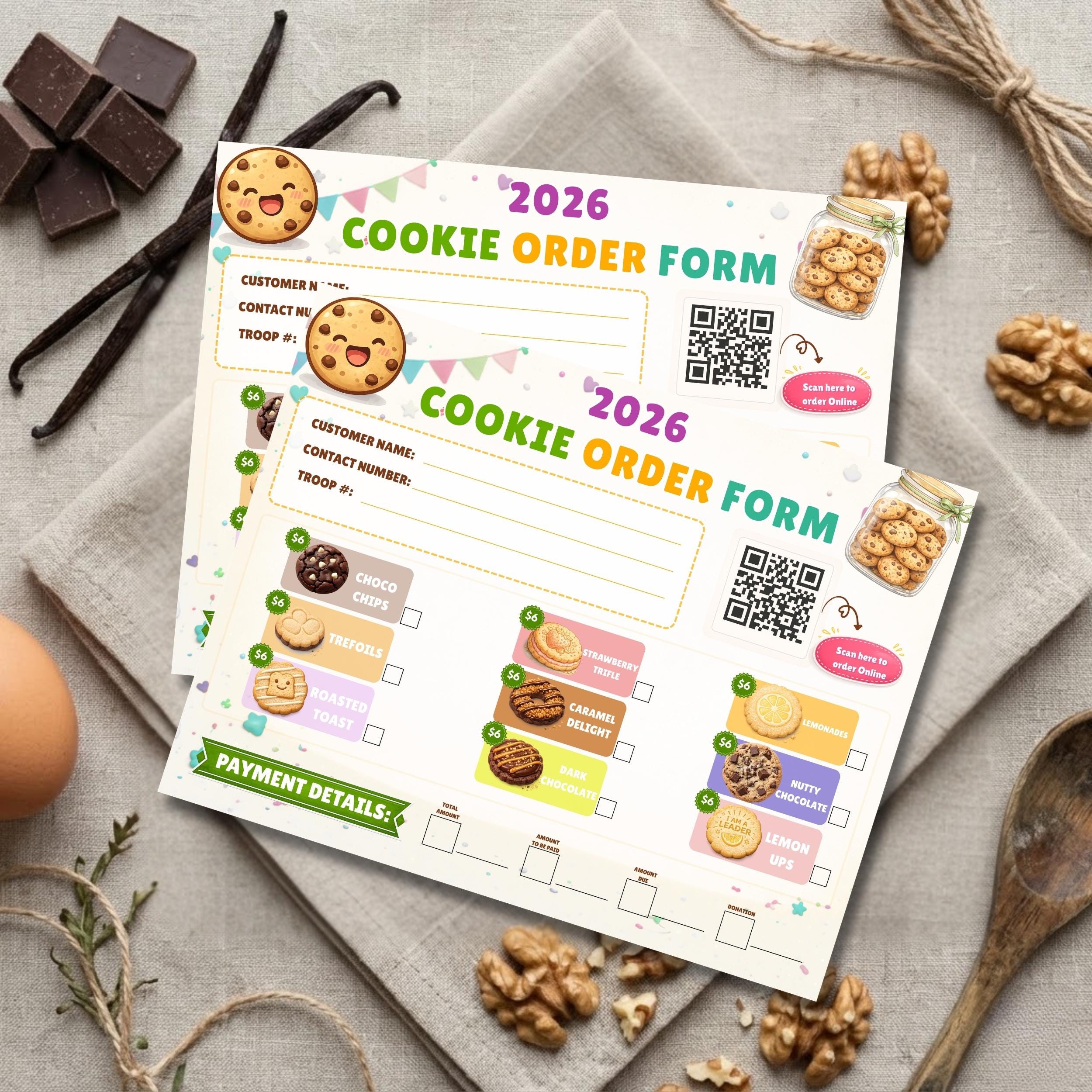 Editable Cookie Order Form Template Canva 2026, Scout Cookie Sales ...
