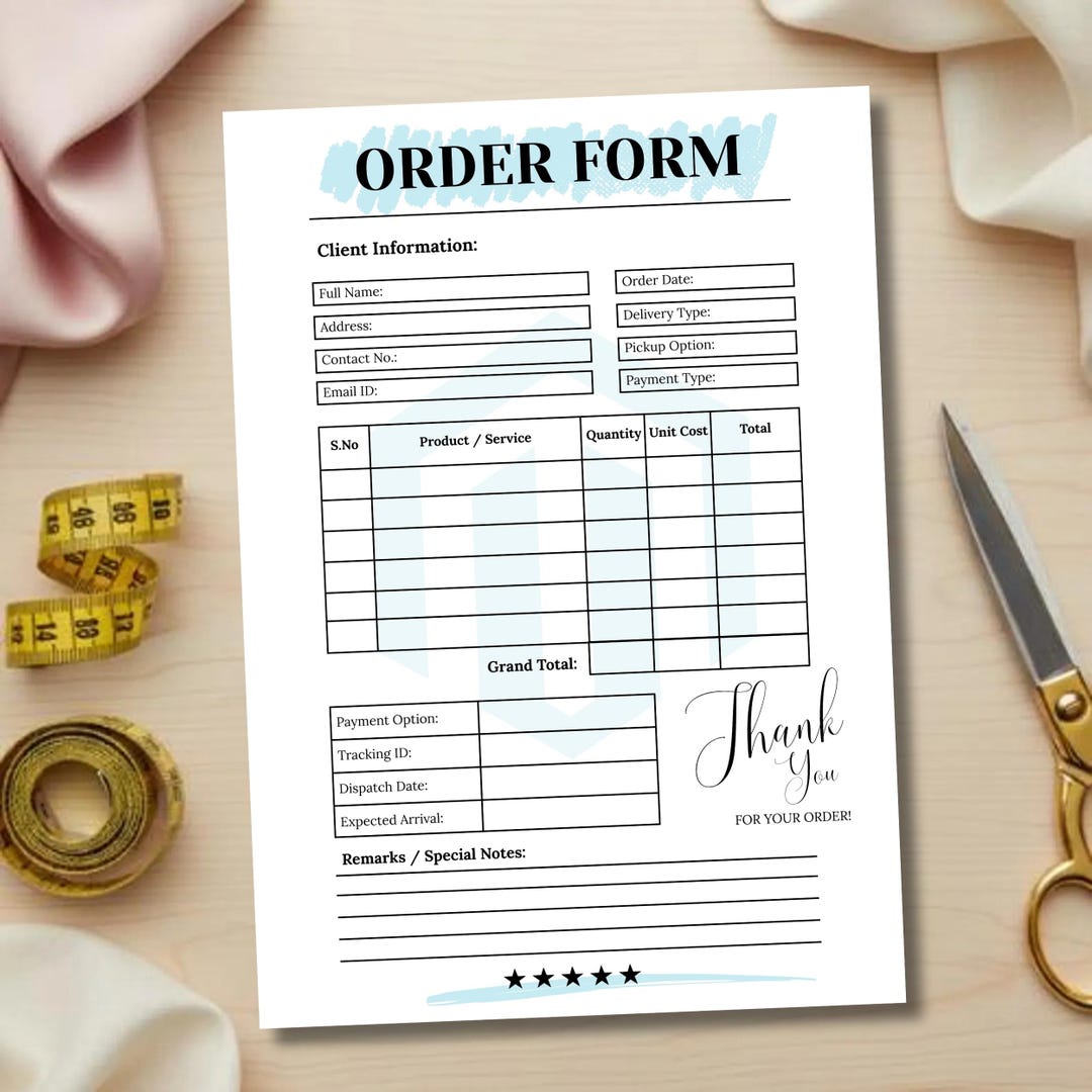 Editable Order Form Template Canva, Small Business Order Form, Craft ...