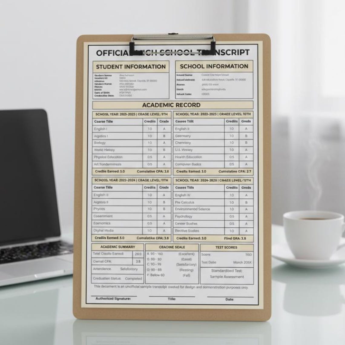 Editable High School Transcript Template, Homeschool Academic Record ...