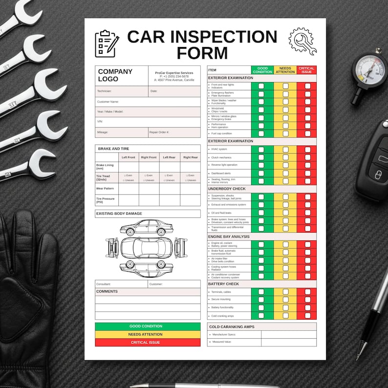 Vehicle Inspection Report PDF, Fillable Multi-point Checklist ...