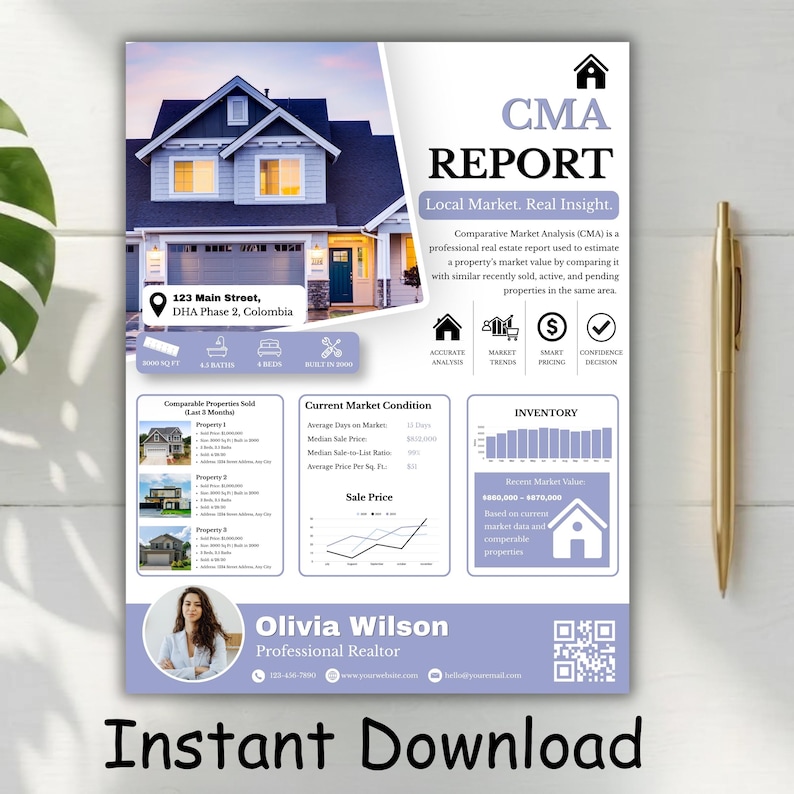 Real Estate CMA Report Template, Comparative Market Analysis Flyer ...