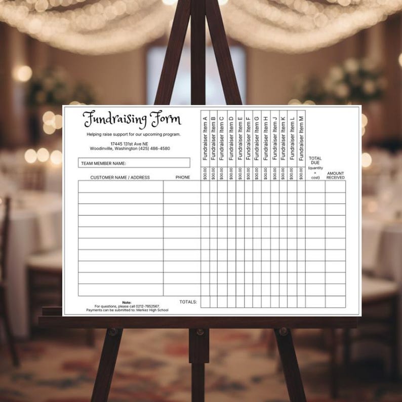 Fundraiser Order Form Template, School Fundraising Form, Editable Canva ...
