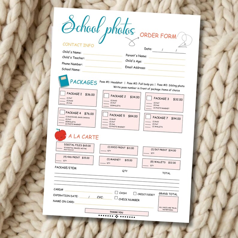 School Photography Order Form Template Editable in Canva, Preschool ...