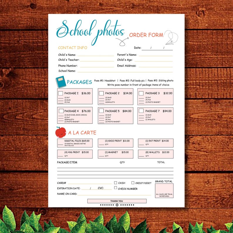 School Photography Order Form Template Editable in Canva, Preschool ...