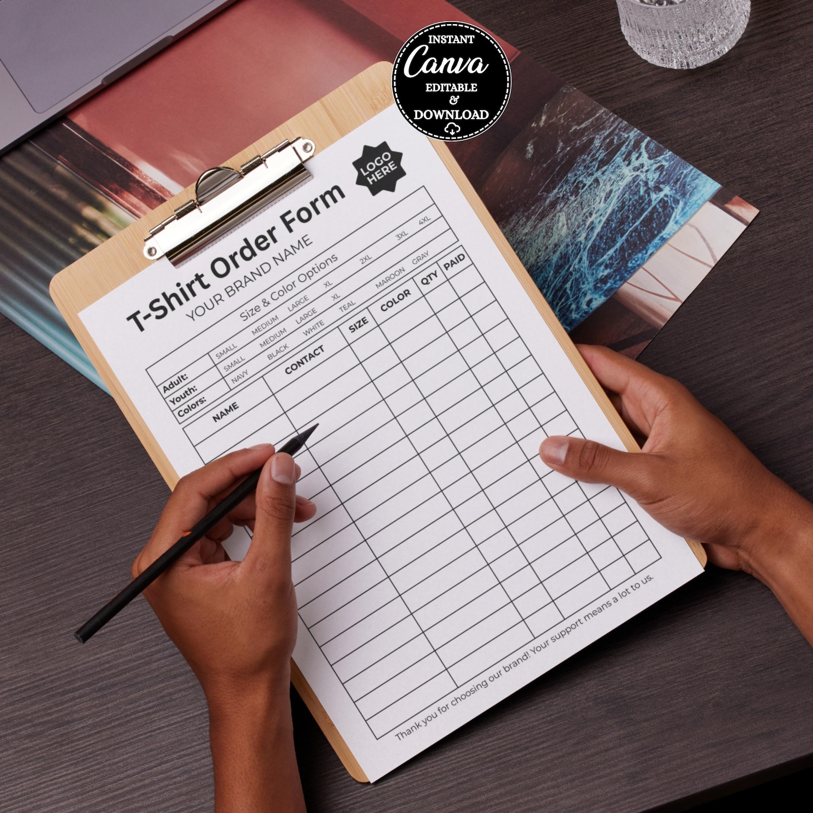 Customizable T-shirt Order Form Template, Editable Printable PDF for ...