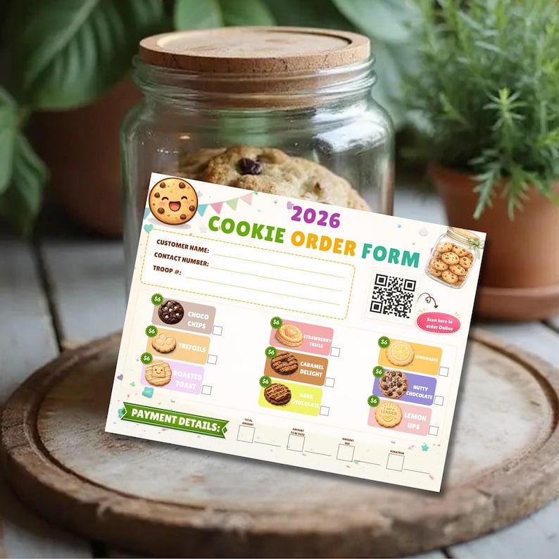 Editable Cookie Order Form Template Canva 2026, Scout Cookie Sales ...