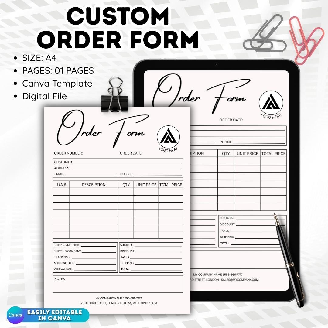 Editable Order Form Template: Small Business Purchase Order (PDF) - Etsy