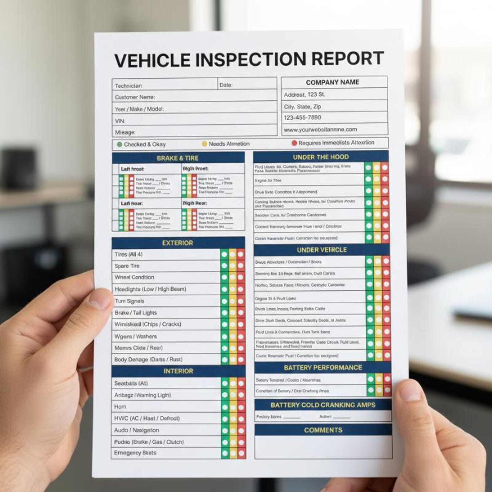 Editable Vehicle Inspection Report PDF for Auto Repair | Printable Car ...