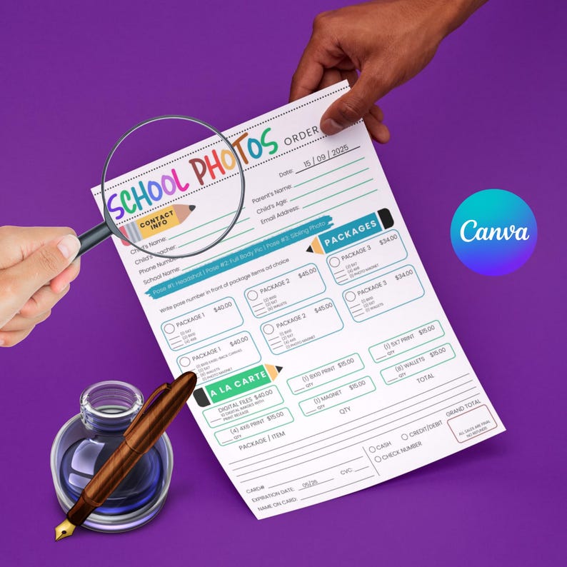 School Photography Order Form Template, Preschool Photos Invoice ...
