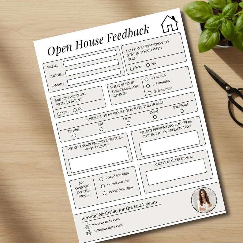 Open House Feedback Form Editable Canva Template Real Estate Open House ...