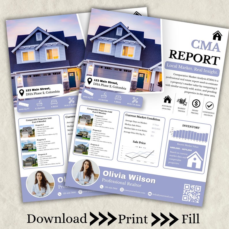 Real Estate CMA Report Template, Comparative Market Analysis Flyer ...