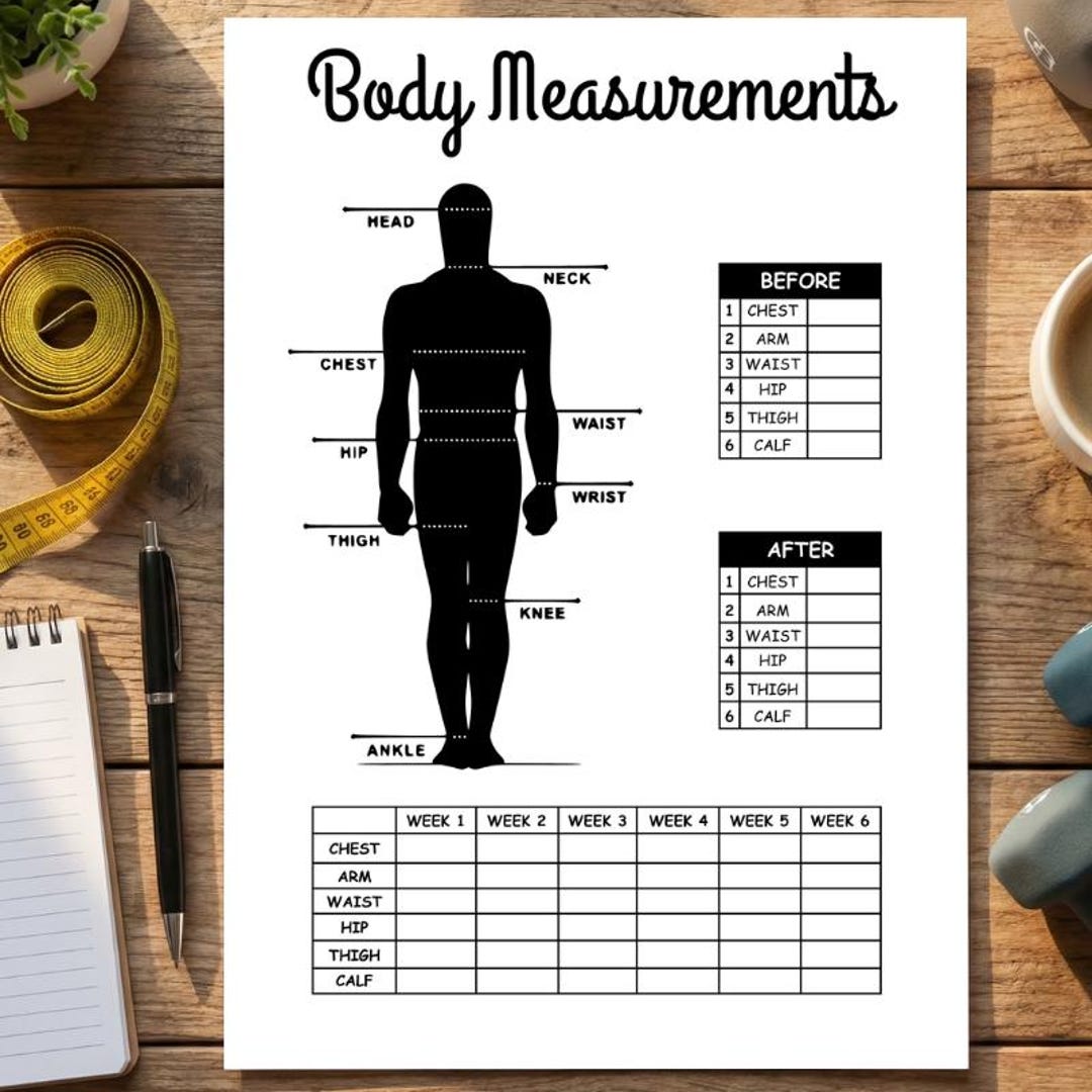 Body Measurement Tracker Printable, Weight Loss Chart & Weekly Fitness ...