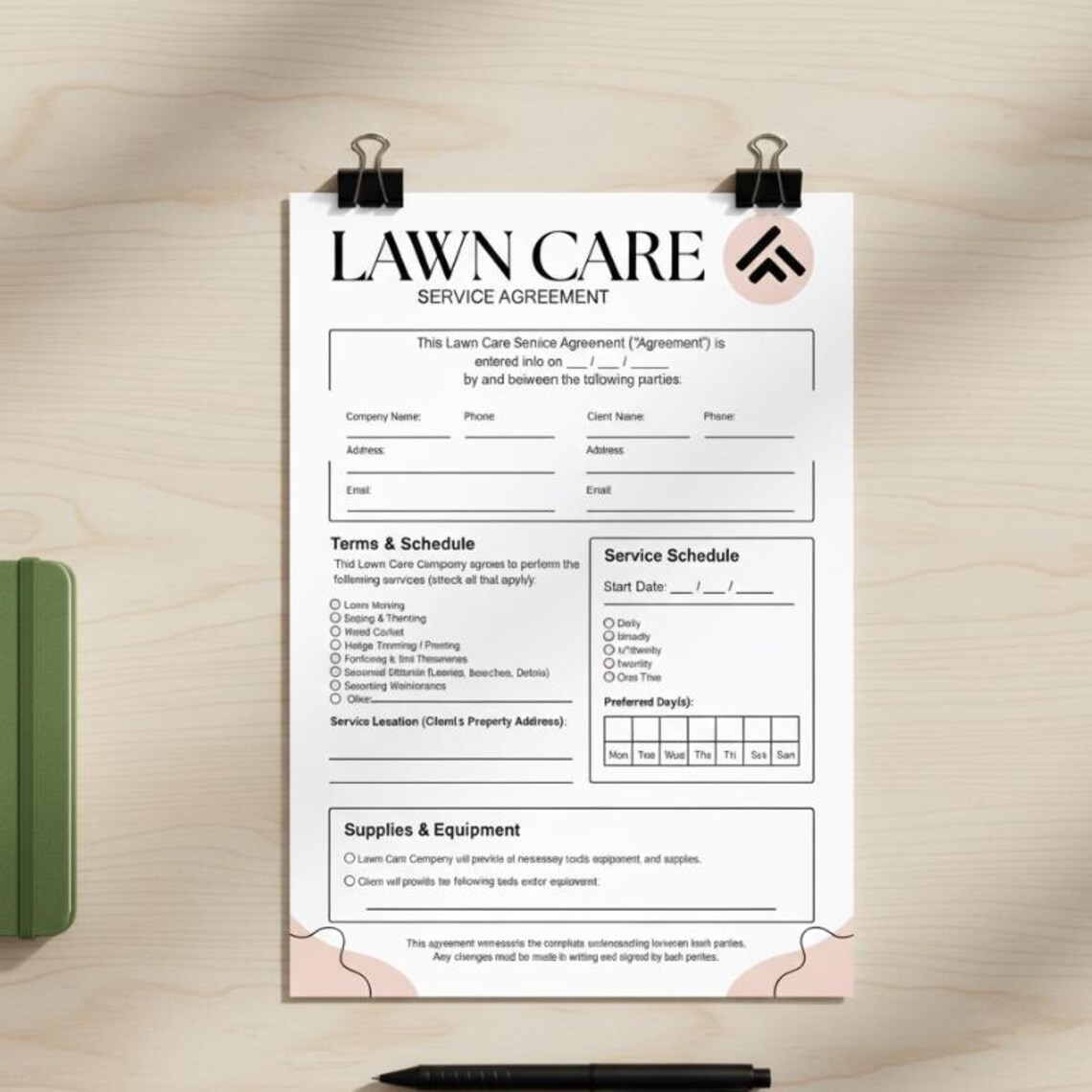 Editable Lawn Care Contract Template Canva, Landscaping Service ...