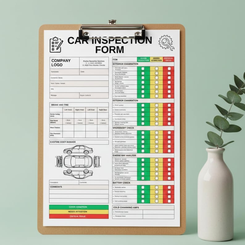 Vehicle Inspection Report PDF, Fillable Multi-point Checklist ...